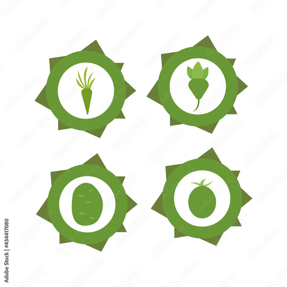 green icons with various vegetables on white background concept of ...