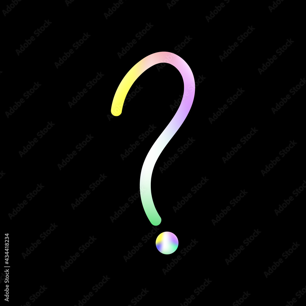 artistic and multicolor question mark on black background concept of ...