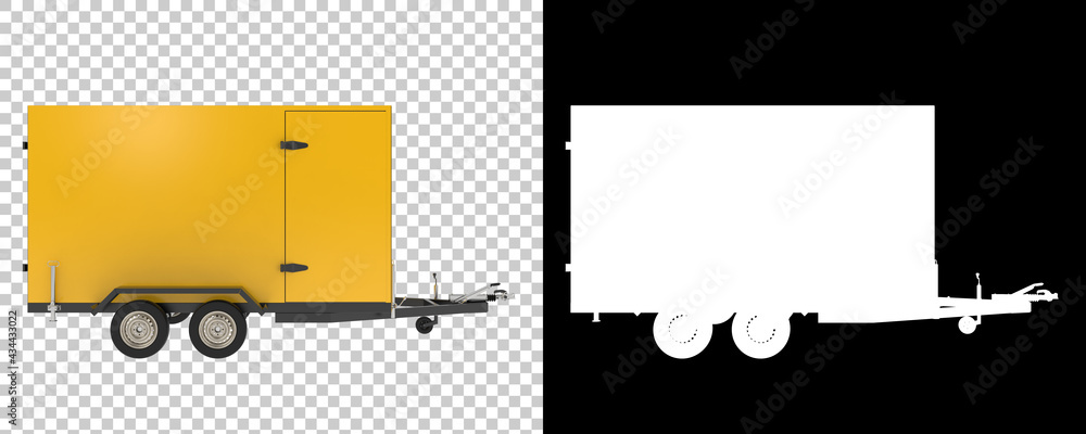 Cargo trailer isolated on background with mask. 3d rendering ...
