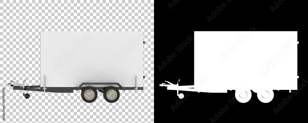 Cargo trailer isolated on background with mask. 3d rendering ...