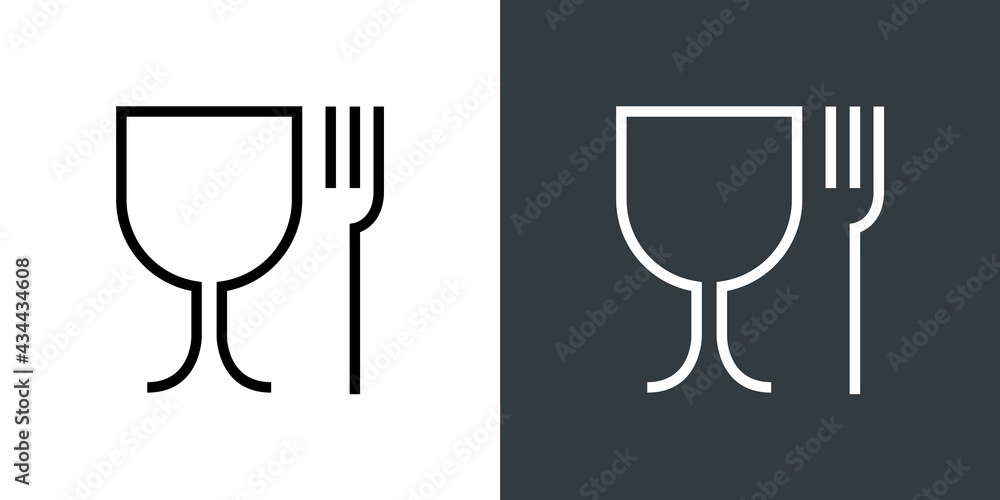 Food grade icon pictogram plastic contact fork and glass symbol. Food ...