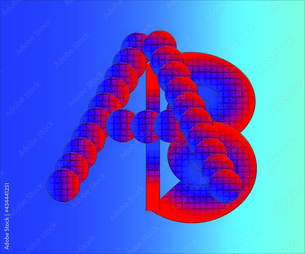 Text letters AB in multi colours mosaic tiles effect with dark and ...