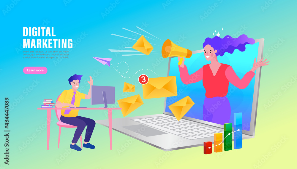 Concept of e-marketing, internet promo, digital promotion, online ...