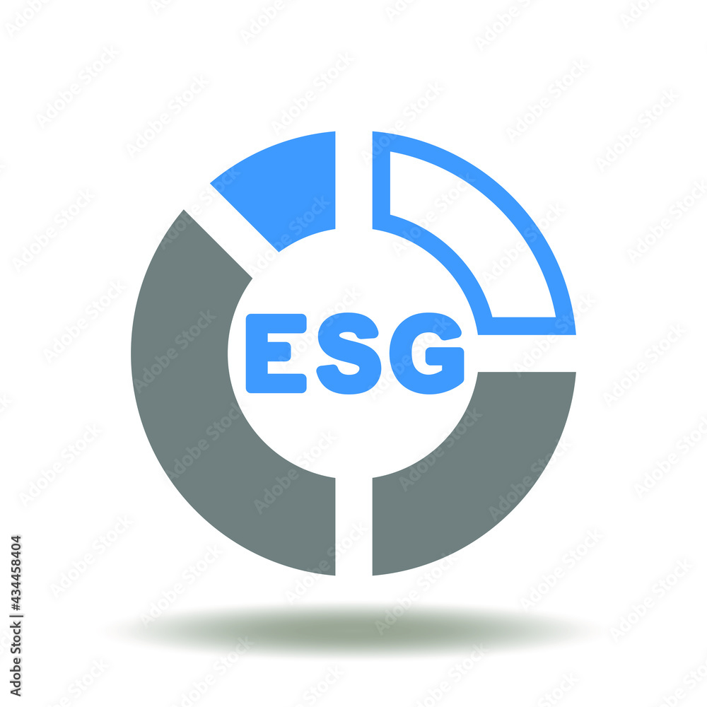 ESG abbreviation with round chart vector illustration. Environmental ...