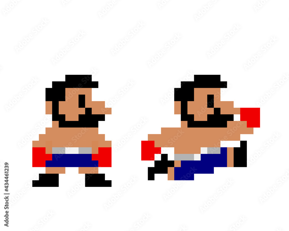Vetor de Pixel boxer character image, for 8 bit games. Vector ...