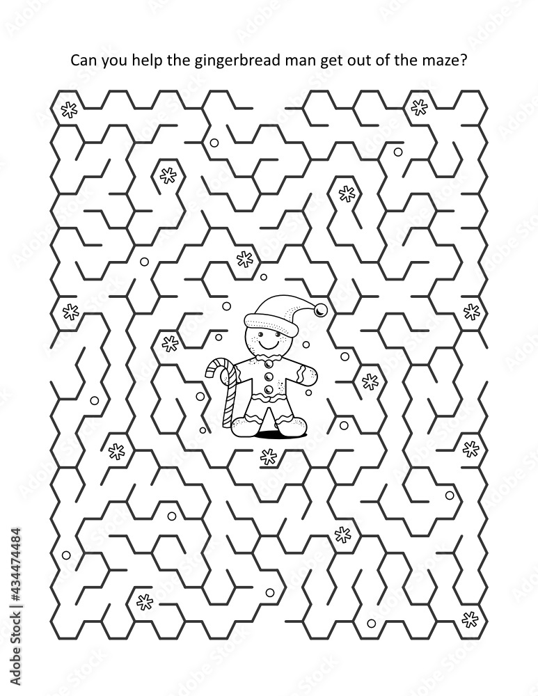 Maze game for kids with gingerbread man Stock Vector | Adobe Stock