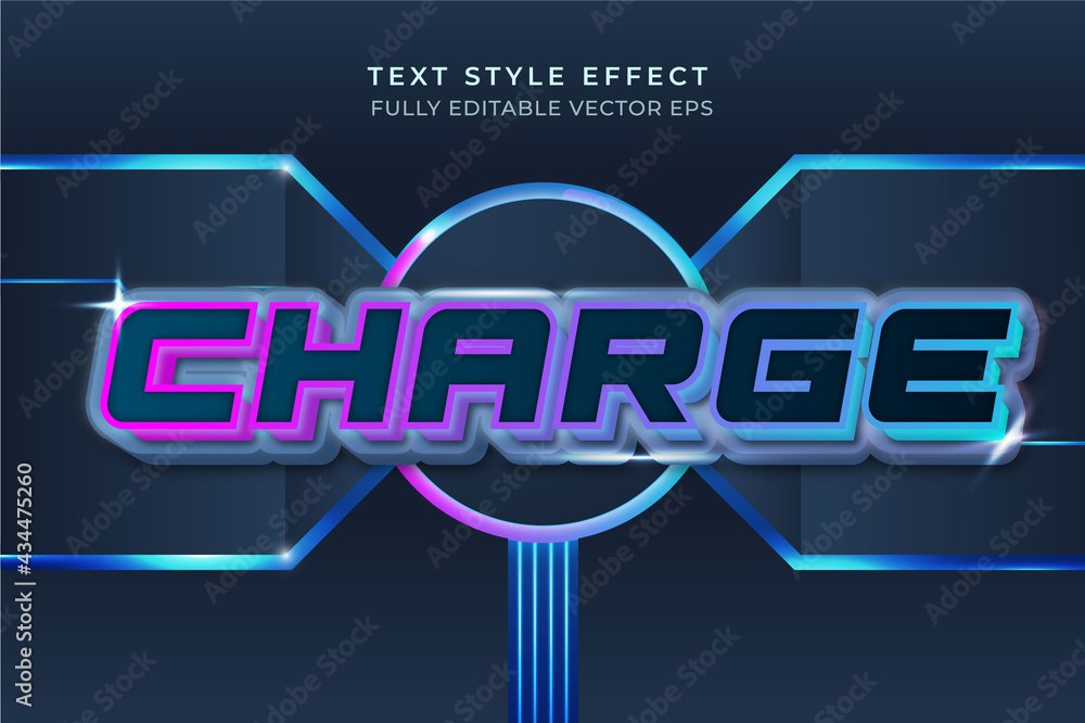 Charge Blue Editable Text Style Effect with Tech Background Stock ...