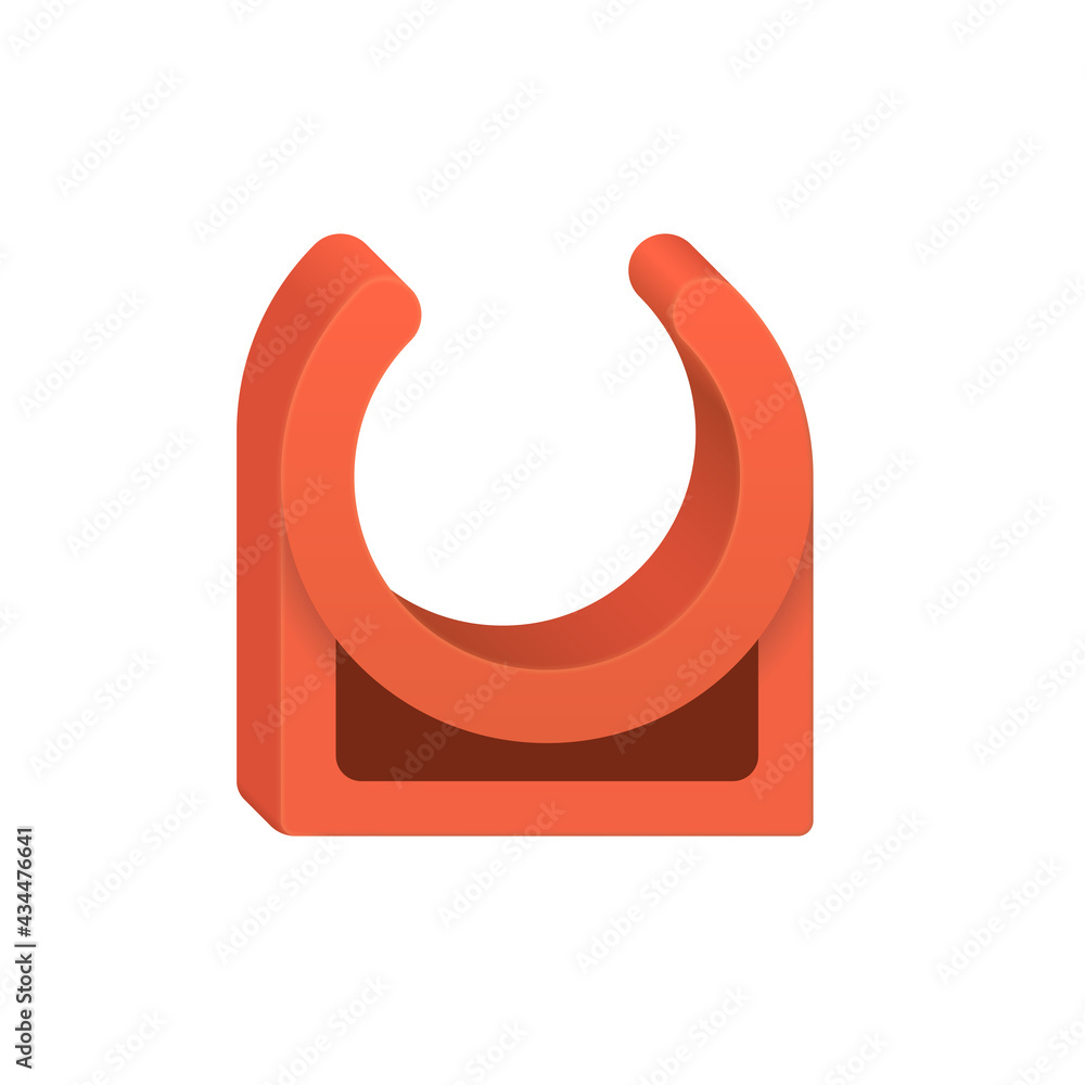 PVC pipe clamp vector icon. Also called clip lock, hanger, U-Hook ...
