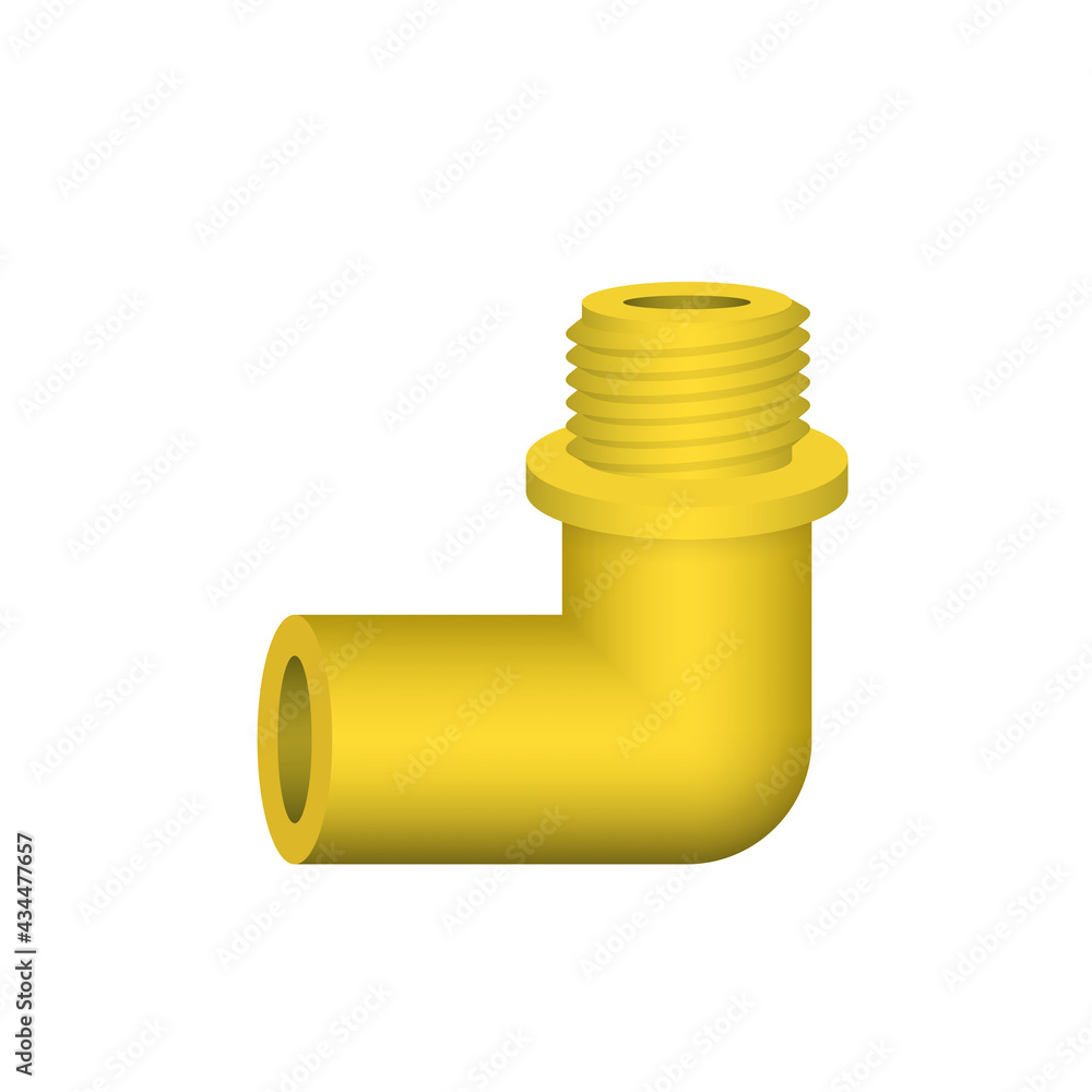 PVC plastic pipe fitting vector design isolated on white background. 90 ...