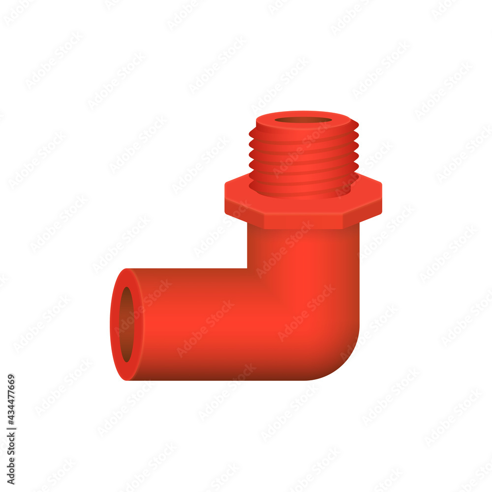 PVC plastic pipe fitting vector design isolated on white background. 90 ...