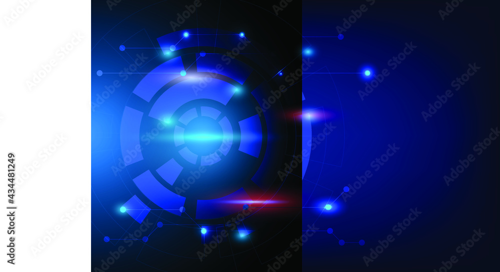 Technology background with shiny light in deep blue cyber space ...