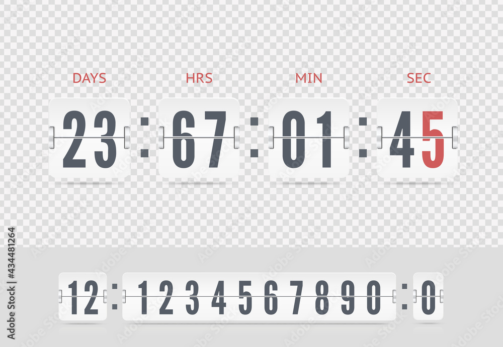 Retro design white score board floating clock template. Vector modern ...