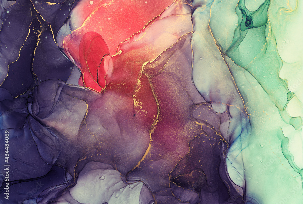 Alcohol ink art.Mixing liquid paints. Modern, abstract colorful ...