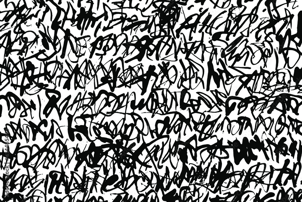 Grunge texture of illegible handwritten scribbles. Monochrome ...