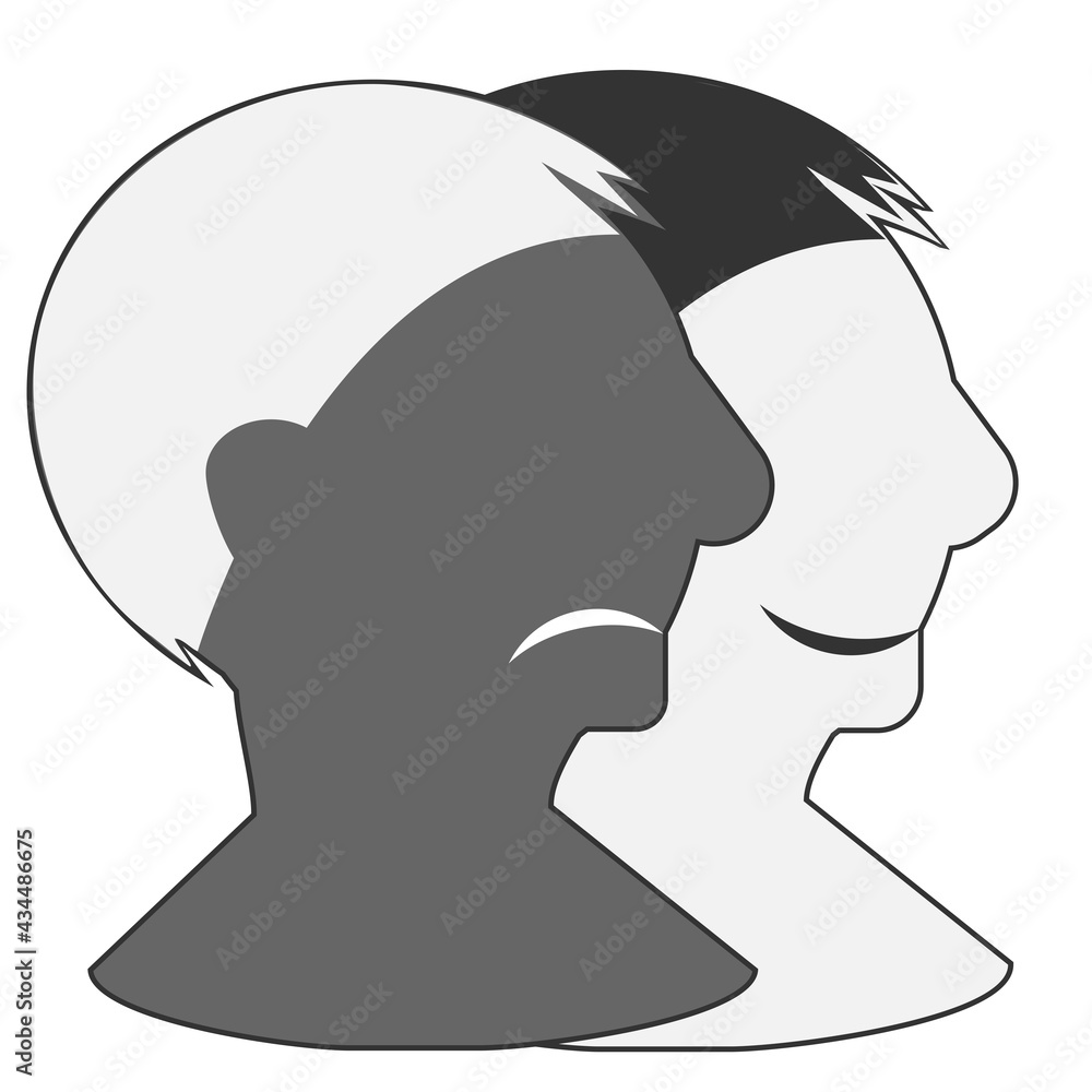 Positive and negative character icon. The image of good and evil in a ...