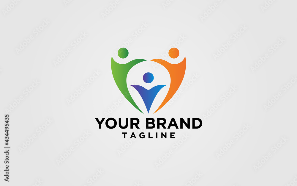 colorful diversity of people community logo design vector illustrations ...