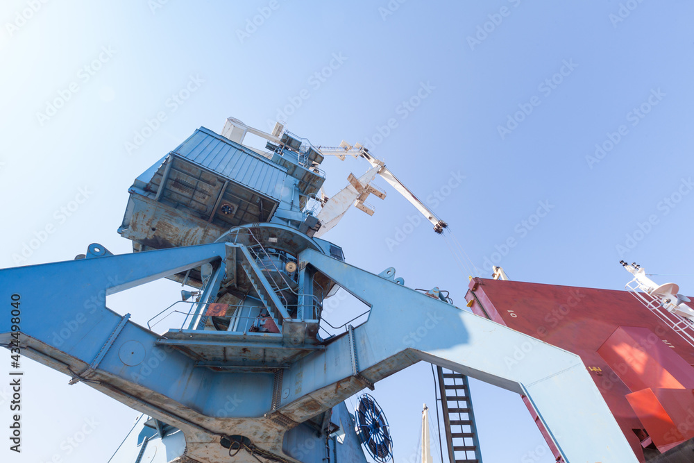 Loading and unloading of vessels on industrial terminal Stock Photo ...