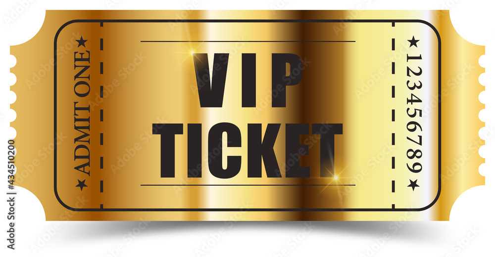 Realistic golden vip ticket Stock Vector | Adobe Stock
