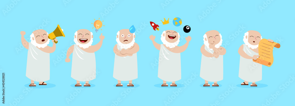 Poster Classic Greek philosopher in cartoon style. Vector illustration ...