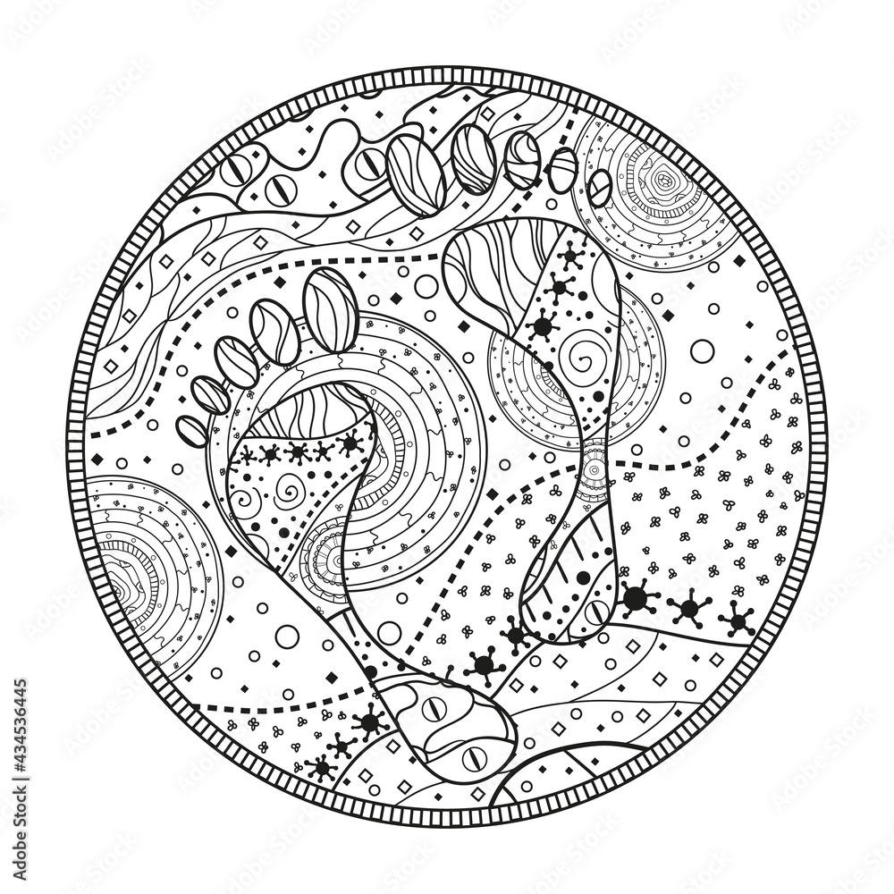 Mandala. Foots. Hand drawn abstract patterns on isolation background ...