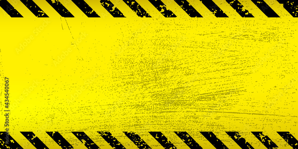 Black Stripped Rectangle on yellow background. Blank Warning Sign ...