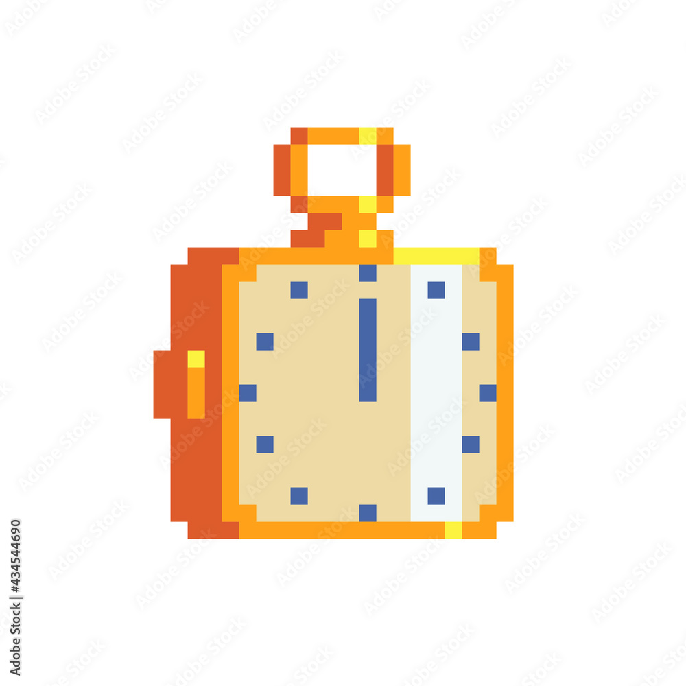 Vetor de Pocket watch. Stopwatch icon. Pixel art flat style. Web design ...