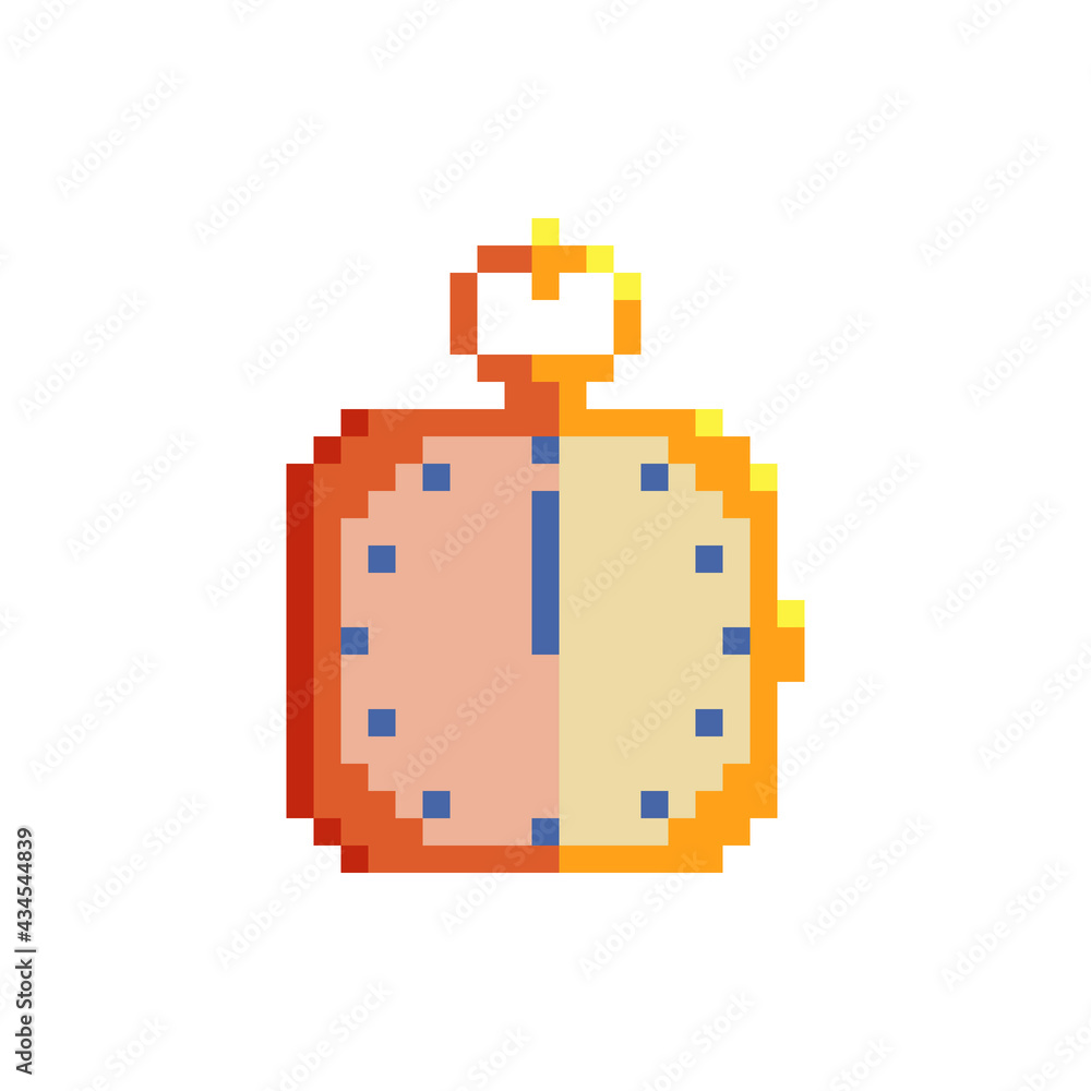 Pocket watch. Stopwatch icon. Pixel art flat style. Web design, mobile ...