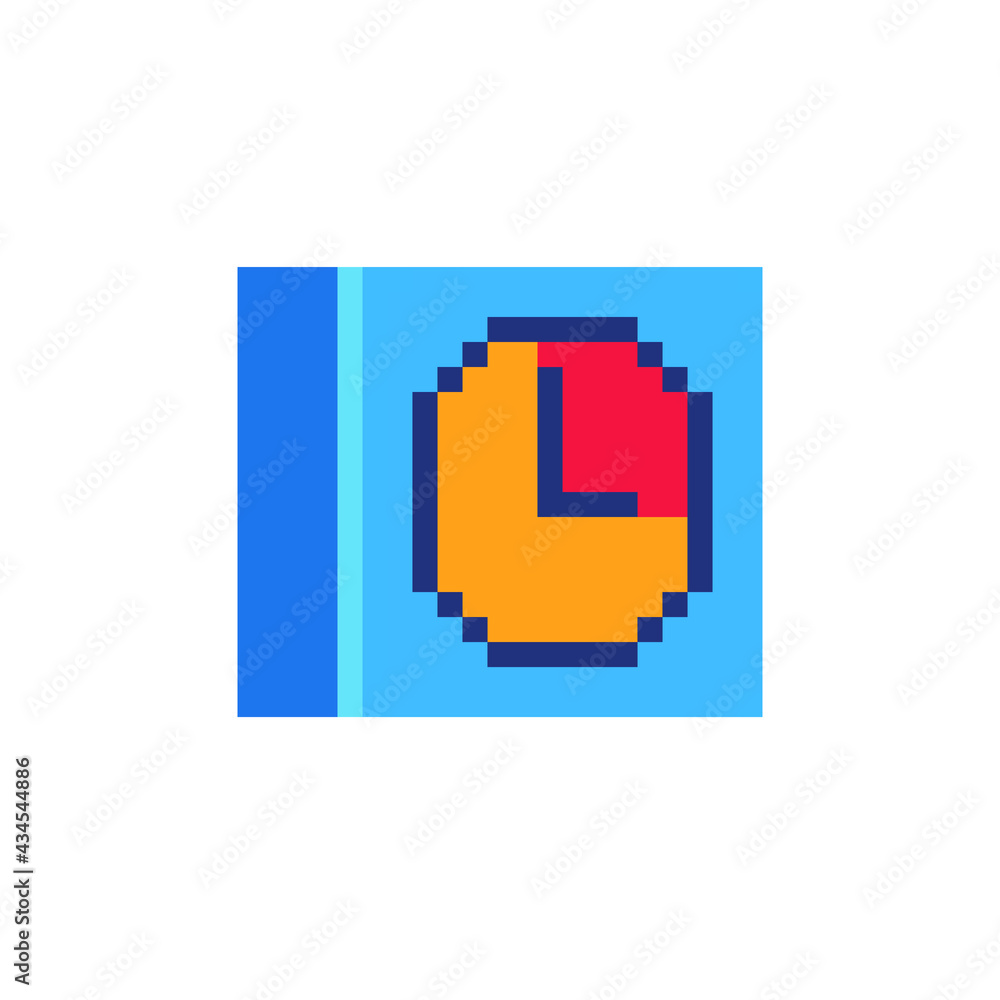 Clock icon pixel art isolated vector illustration. Design for stickers ...