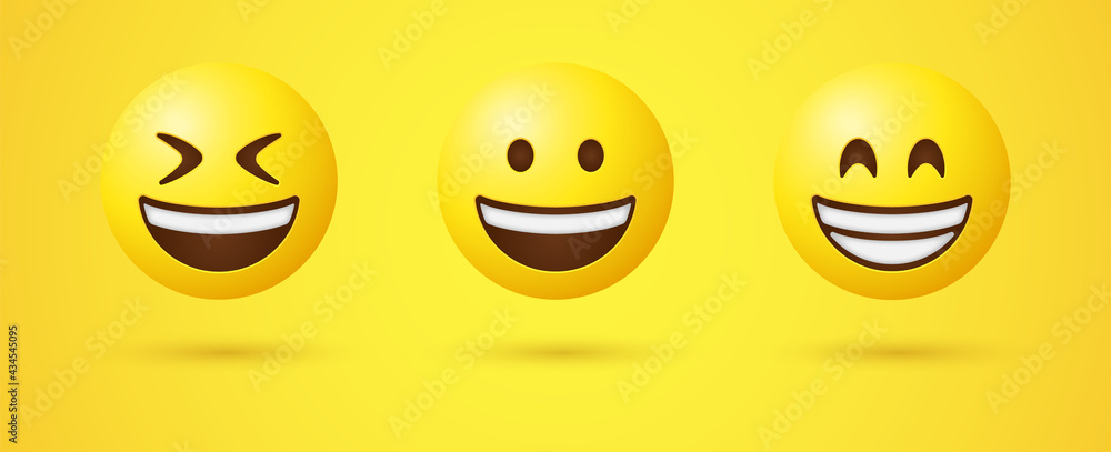Stockvector 3d Beaming Grinning emoji Face with Smiling Eyes, Smiling ...