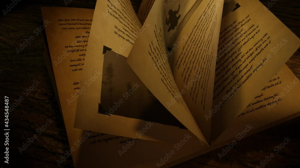 Once upon a time story book. Old looking book page flipping. Vintage ...