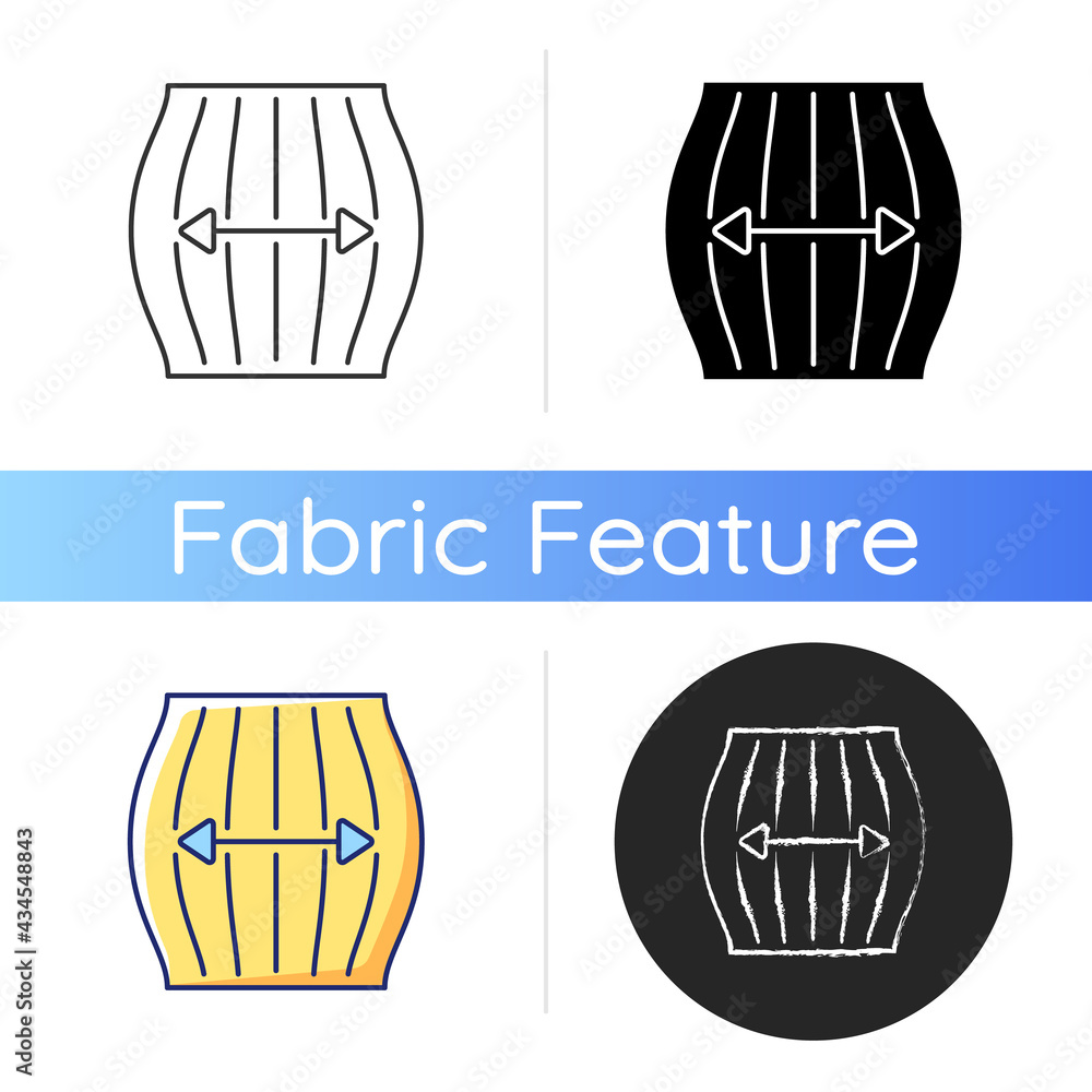 Stretch fabric property icon. Stretchable synthetic and knitted fibers ...