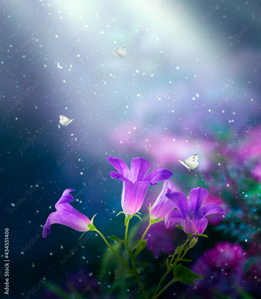 Bluebells Flowers in Fantasy magical garden in enchanted fairy tale elf ...