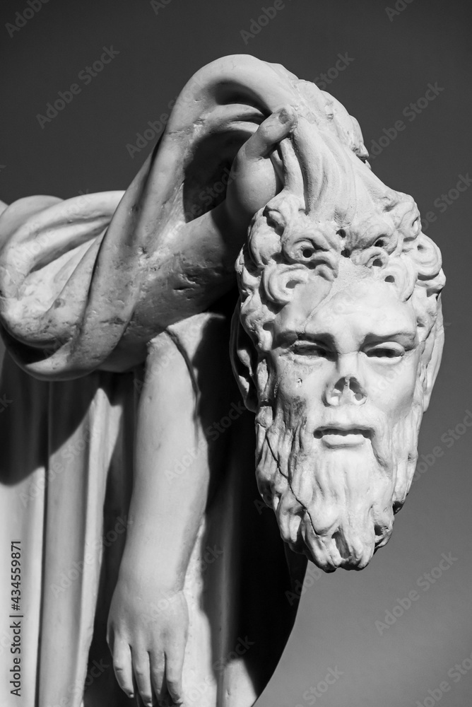 Black and white photo of ancient roman sculpture showing in detail a ...