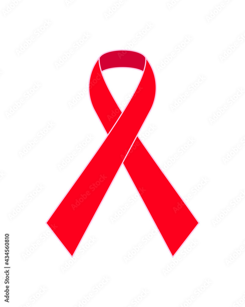 AIDS Awareness Ribbon. Red ribbon isolated on white background. Vector ...