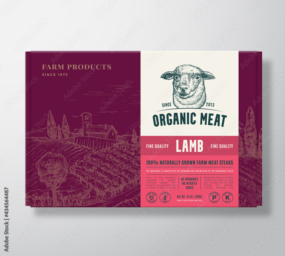 Premium Quality Lamb Mock Up. Organic Vector Meat Packaging Label ...