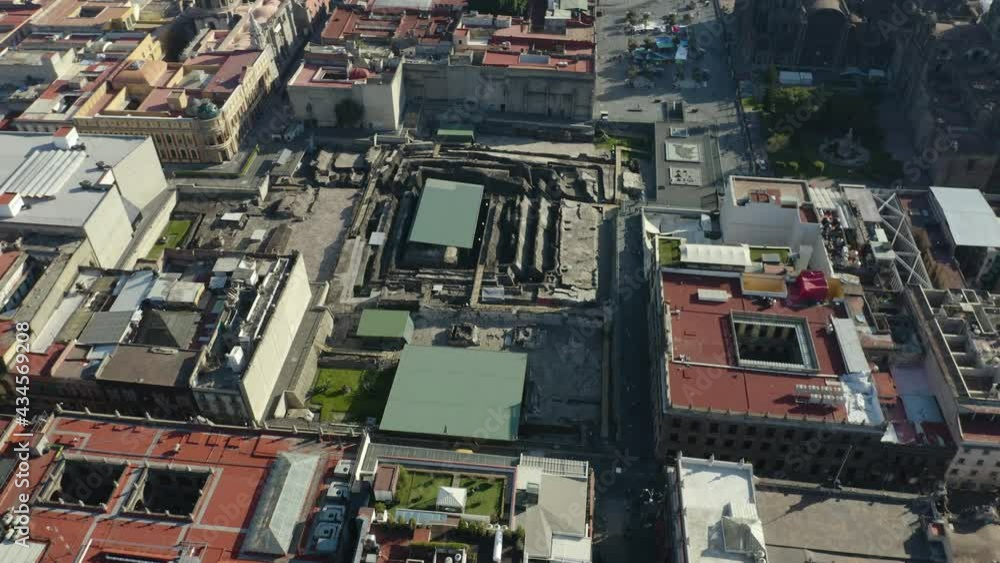 Aerial View of Templo Mayor de Mexico Tenochtitlan in Mexico City Stock ...