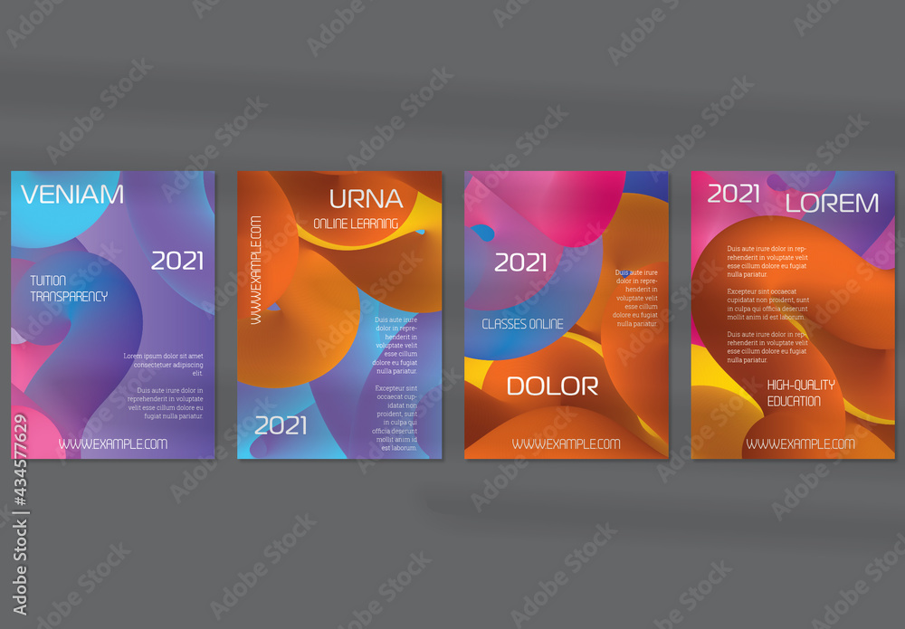 Flyer Layout with Futuristic Wavy Gradient Cloud Shape Stock Template ...