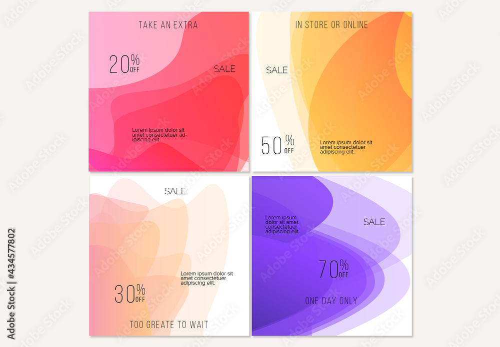 Social Media Post Layout with Transparent Overlapping Gradient Waves ...