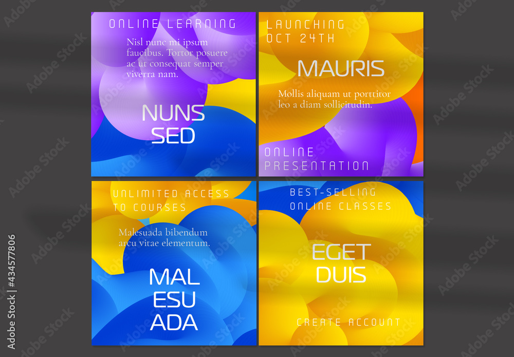 Social Media Post Layout with Futuristic Wavy Cloudy Gradient Shape ...