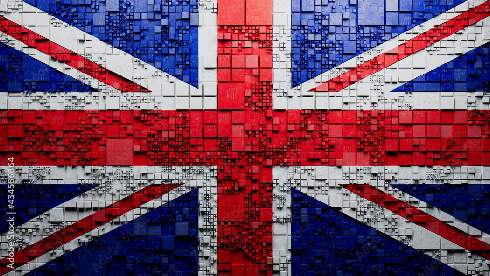 Flag of United Kingdom rendered in a Futuristic 3D style. British ...