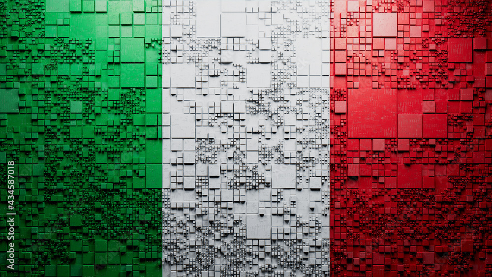 Flag of Italy rendered in a Futuristic 3D style. Italian Innovation ...