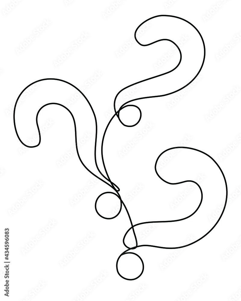 Question Marks continuous line one line drawing isolated vector ...