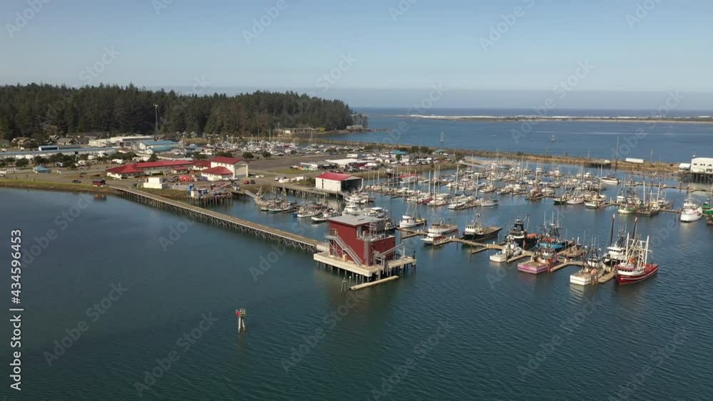 Fishing boats moored in Charleston Marina port of Coos bay in Oregon ...