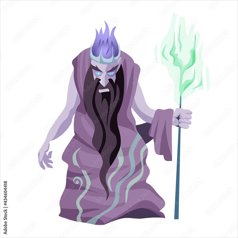 Hades flat vector illustration. Ancient Greek deity. God of death ...
