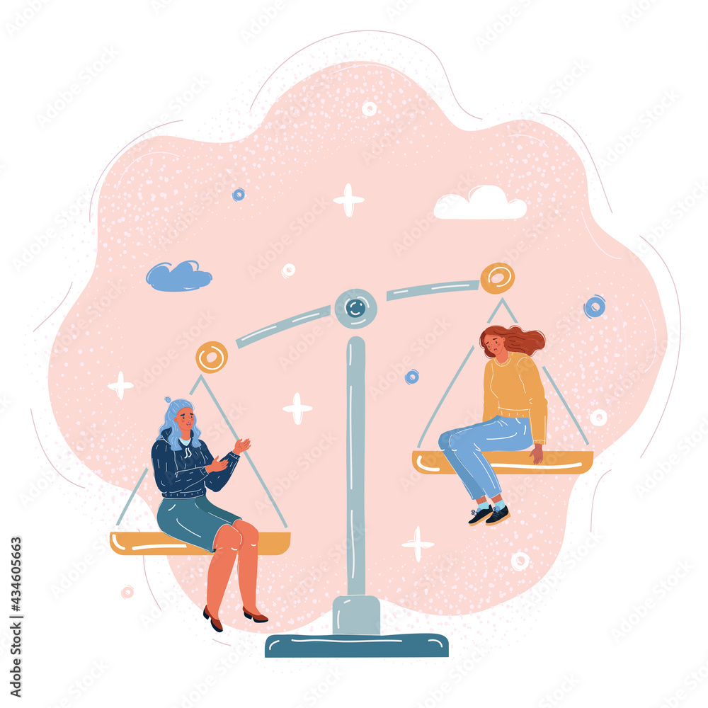 Vector illustration of Discrimination and enequal inequality. Job ...