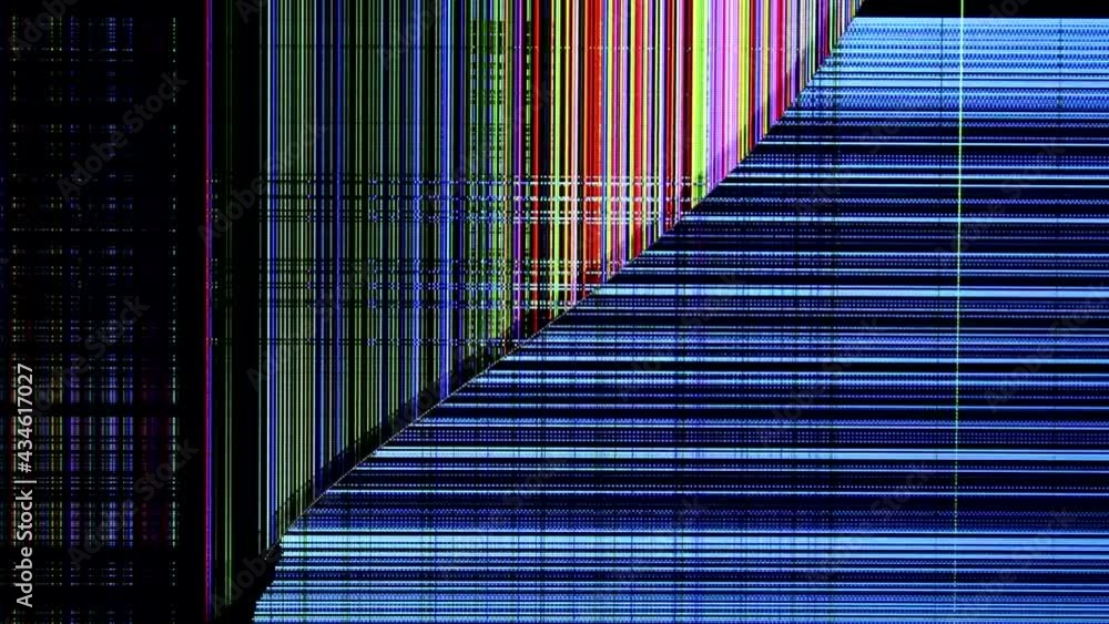 Colorful stripes on a broken LCD TV screen Видео Stock | Adobe Stock