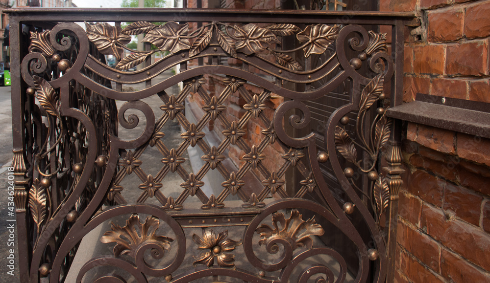 cast iron stair railing,wrought iron railings Stock Photo | Adobe Stock