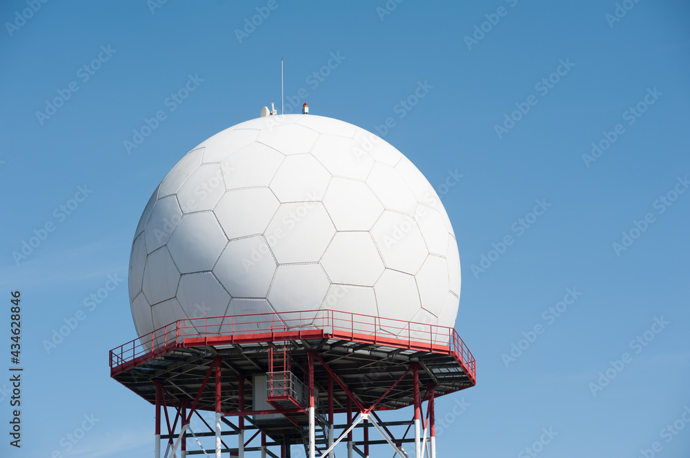 A spherical radar antenna looks like a big ball at Lviv International ...