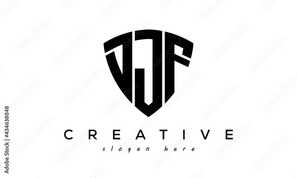 DJF letter creative logo with shield Stock Vector | Adobe Stock