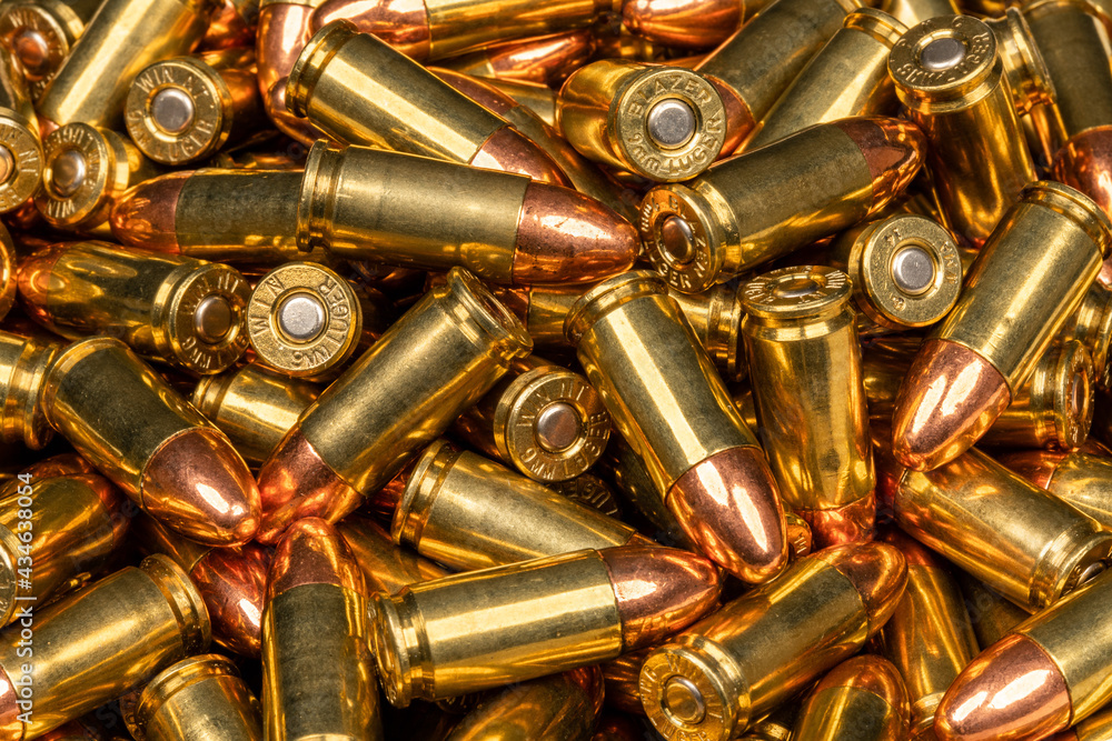 9mm ammo pile Stock Photo | Adobe Stock